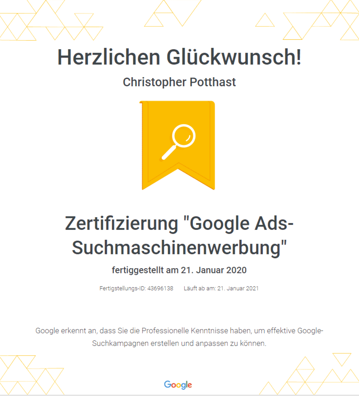 Google Adwords Kurs für Unternehmer ? Christopher Potthast