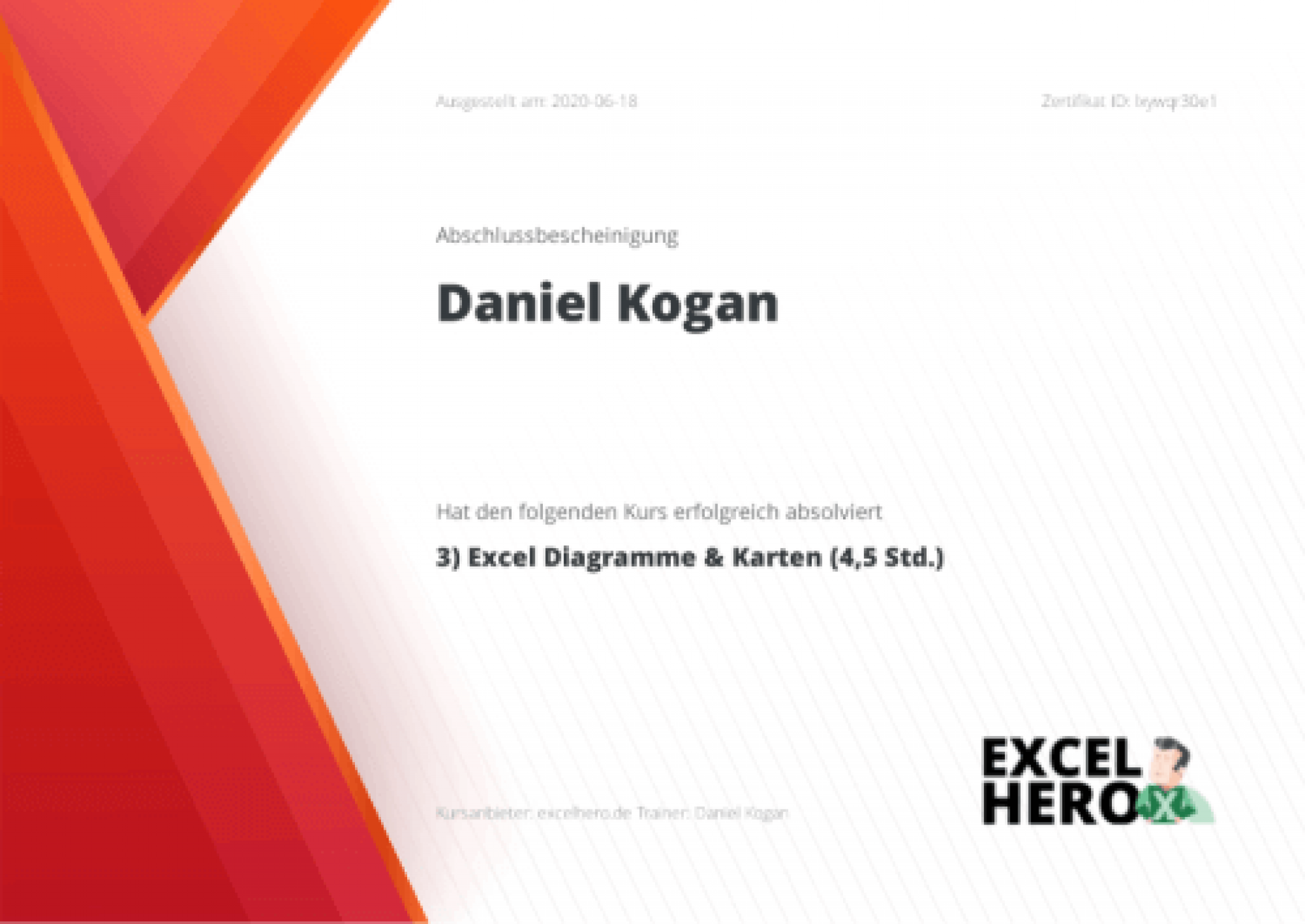 Excelhero Onlinekurs inkl. Zertifikat - Daniel Kogan • becomePro